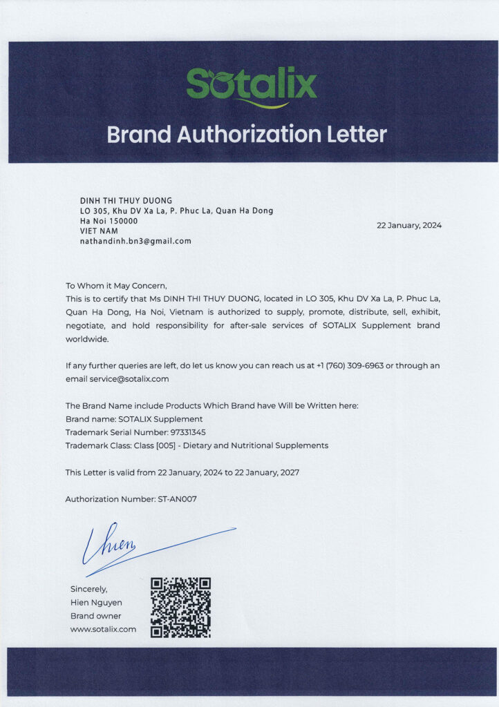 Brand Authorization Letter – Sotalix